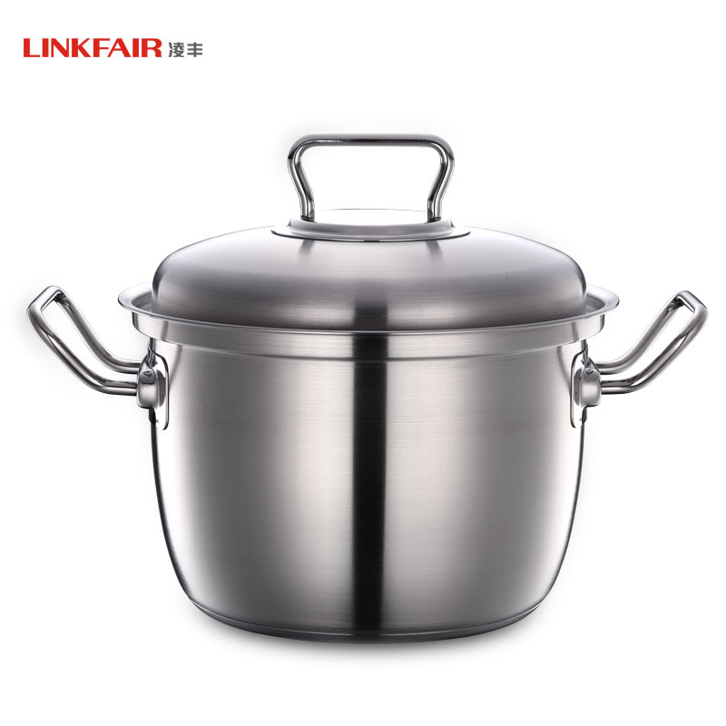 Linkfair 凌丰 卡思系列304不锈钢双耳汤锅24厘米带盖三层聚热复合底蒸煮炖焖熬涮中西餐多用锅易清洁耐用燃气电磁炉通用锅具 武商网